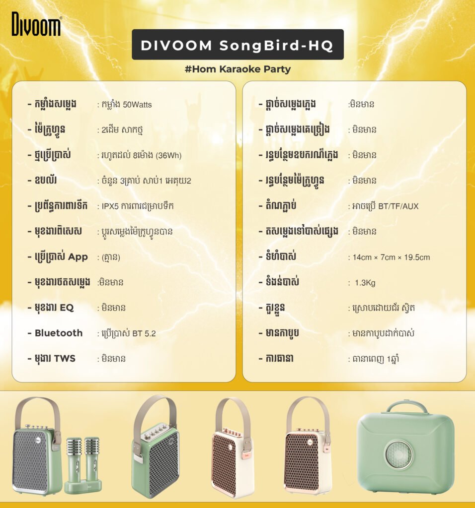 DIVOOM SongBird-HQ - W-King Cambodia | Official Authorized